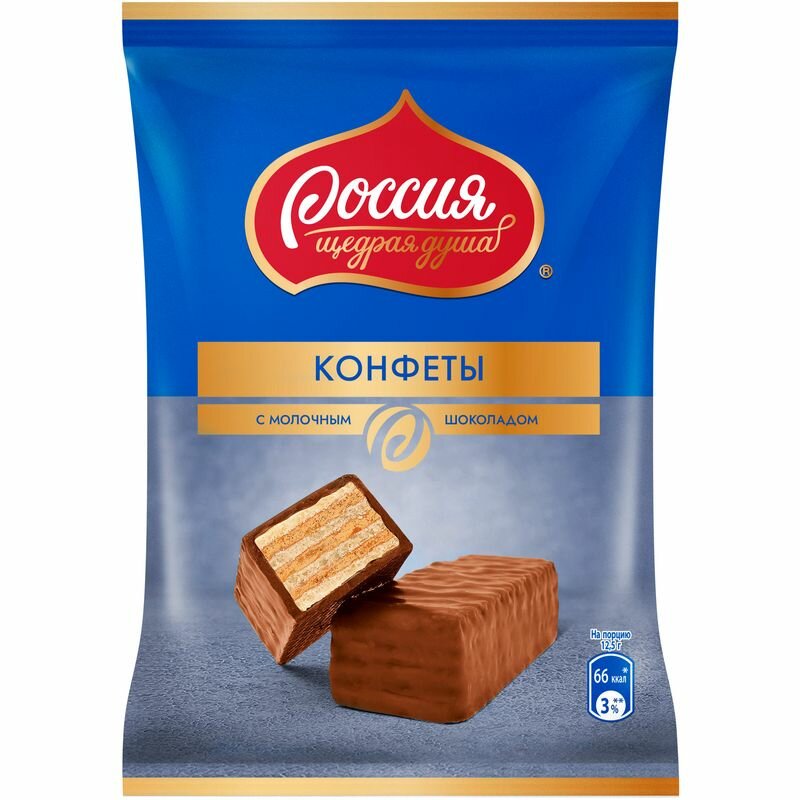 Конфеты Россия - Щедрая душа! с вафлей и молочным шоколадом — купить по ...