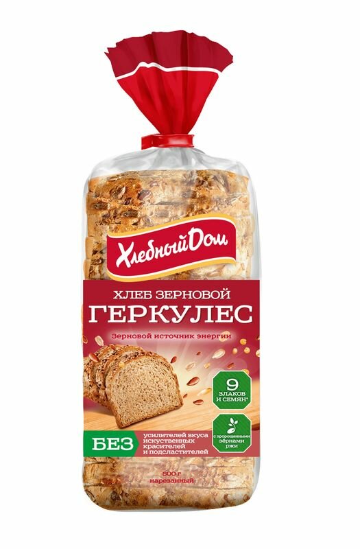 Хлеб зерновой Хлебный дом Геркулес с семенами льна в нарезке — купить ...