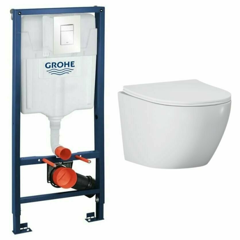 Grohe с кнопкой и шумоизоляцией, унитаз Helmken 35103001, сиденье — отзывы покупателей