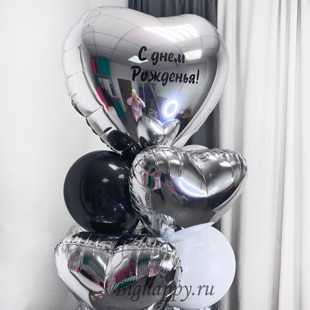 Фонтан из шаров "Серебряное сердце"
