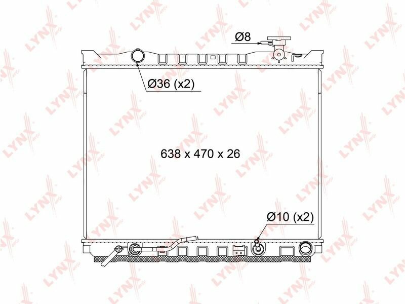 LYNXauto Радиатор охлаждения двигателя (АКПП) для Kia Sorento (BL) (06-) 2.5TD с АКПП