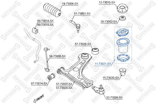 К-кт пыльника аморт. пер. Daewoo Lacett перед Stellox 11-73021-SX