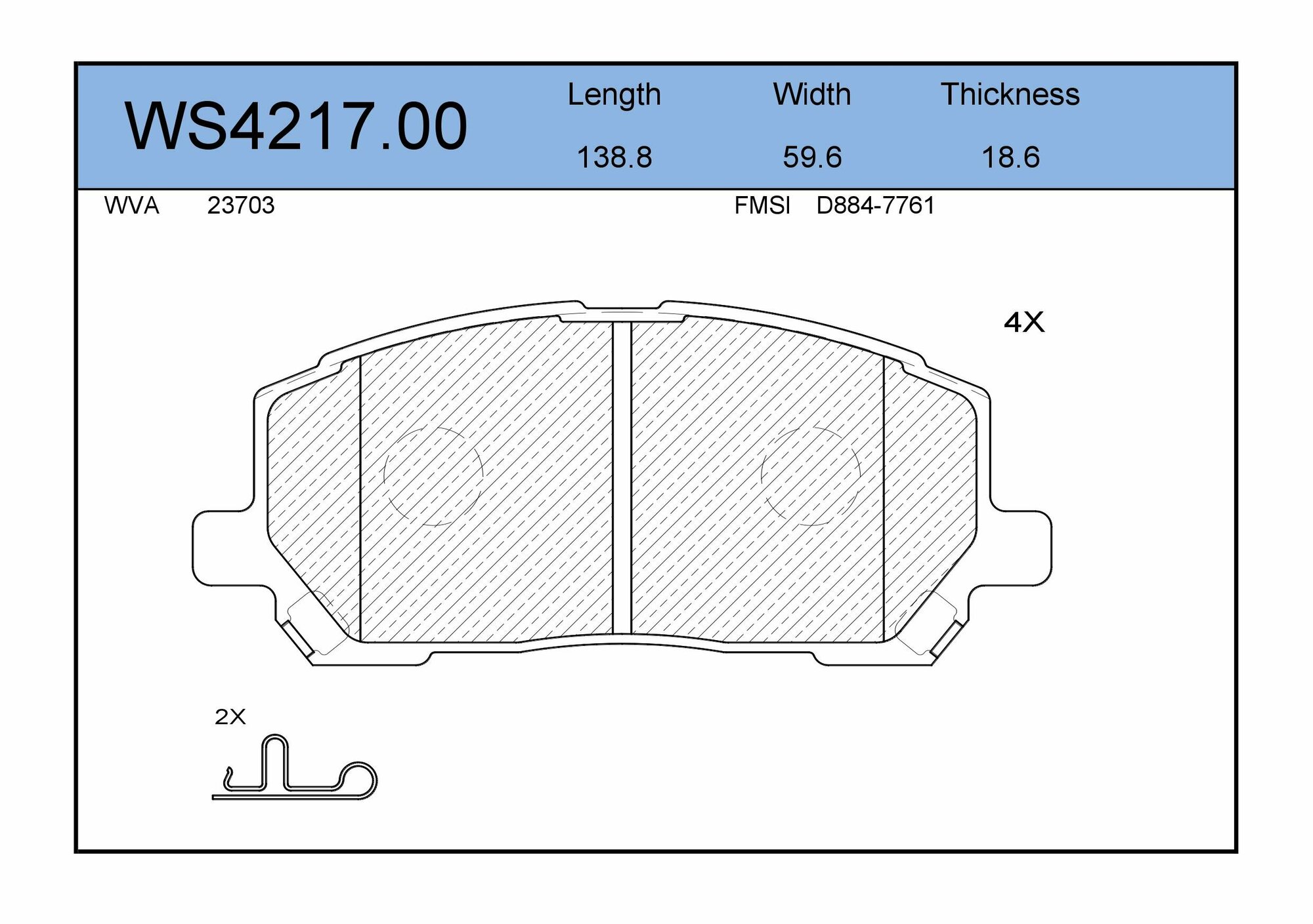 Колодки тормозные дисковые перед JEENICE WS4217.00
