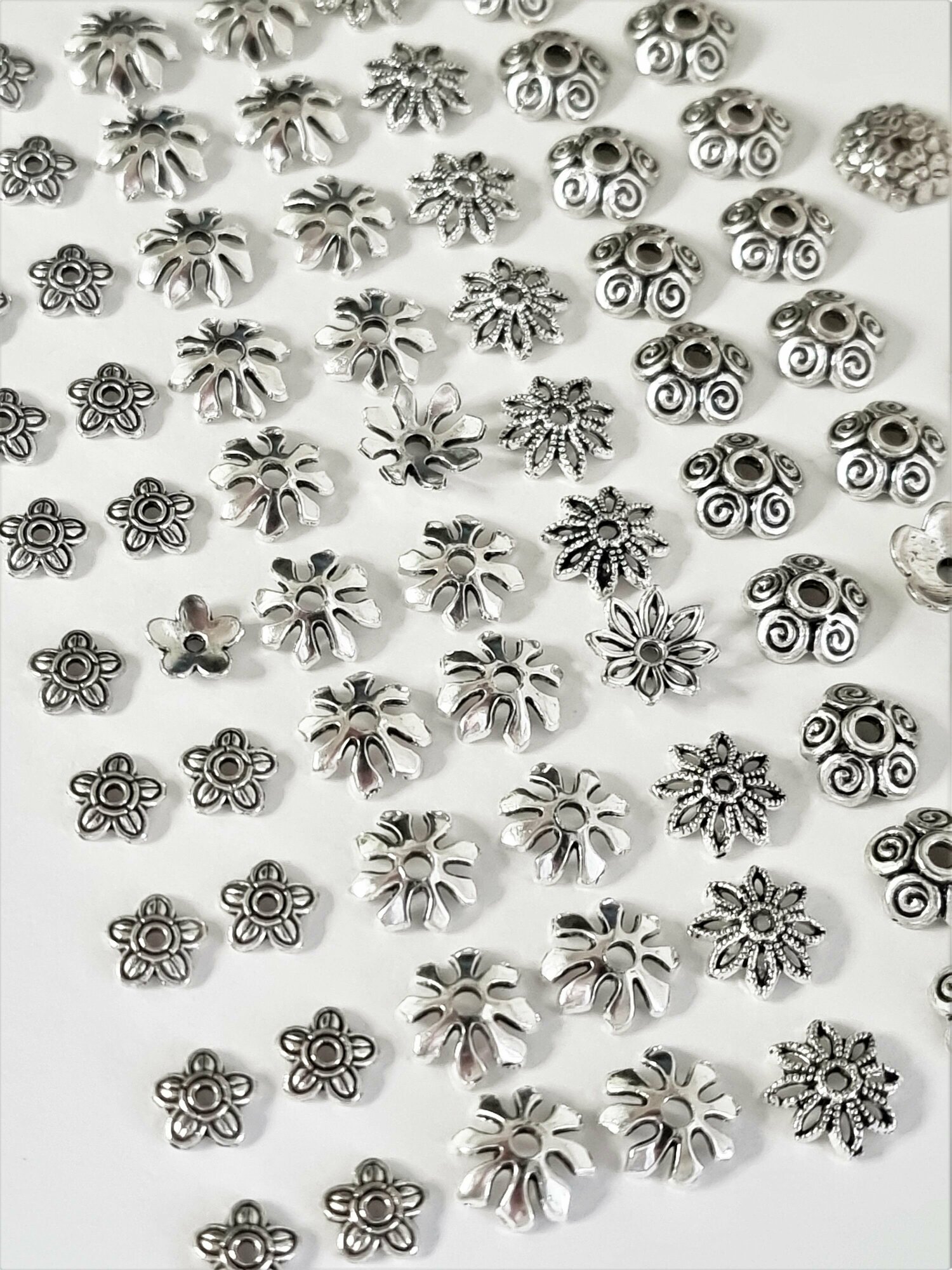 Шапочки для бусин. Цвет "Родий"-№3. 100шт.