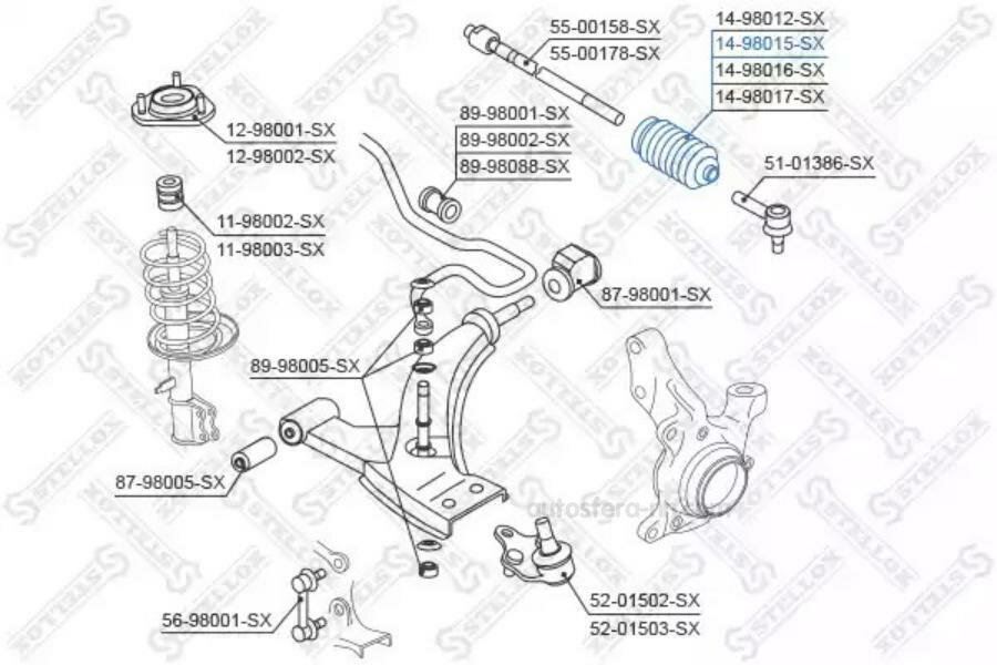 STELLOX 1498015SX пыльник рейки рулевой! без г/у\ Toyota Celica/Carina/Corolla <93