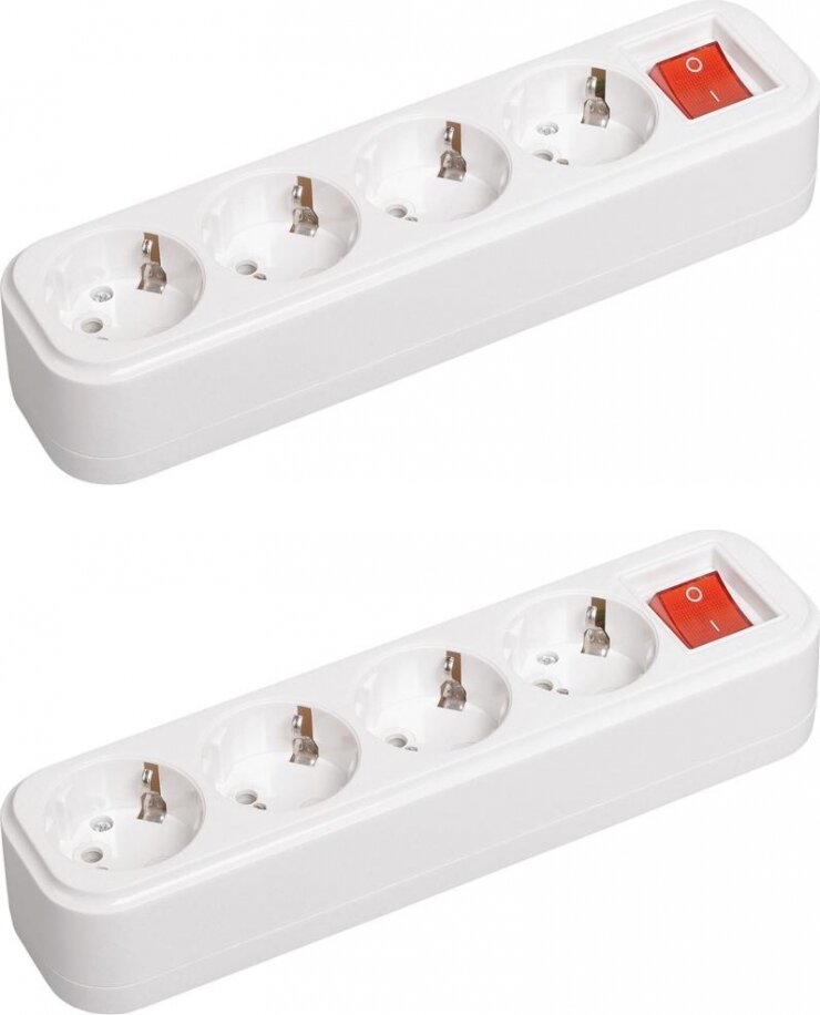 Колодка IEK Classic К04В четырехместная с заземлением IP20 белая (комплект из 2 шт.)