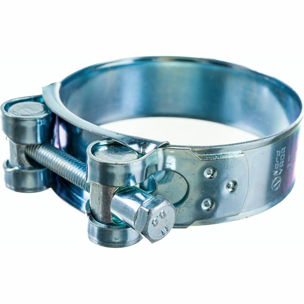 Силовой хомут Nord-Yada Д: 64-67 мм, Ш: 22 мм, Т: 1,2 мм, болт: М6х55, оцинкованная сталь 905997