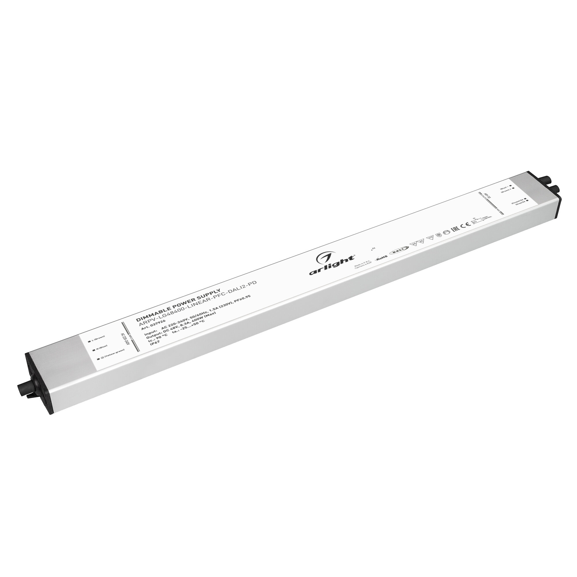 Диммируемый источник напряжения Arlight Блок питания ARPV-LG48400-LINEAR-PFC-DALI2-PD (48V, 8.3A, 400W) (Arlight, IP67 Металл, 5 лет)