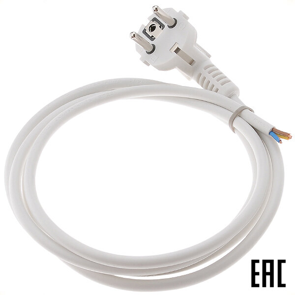 Шнур ПВС-ВП-3х0,75-1,7 армированный вилкой "евр" 1,7м белый Электрическая мануфактура (3 шт. в комплекте)