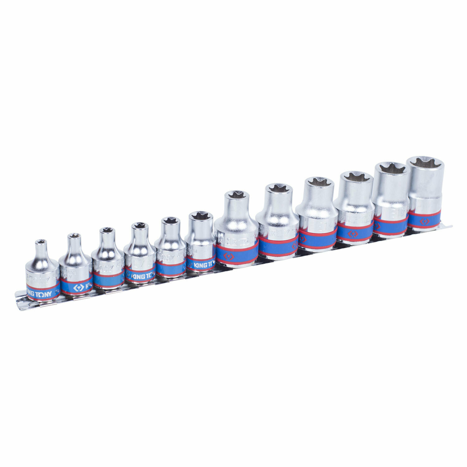 KING TONY Набор торцевых головок 3/8", 1/2", TORX Е-стандарт, E4-E20, 12 предметов 7113PR