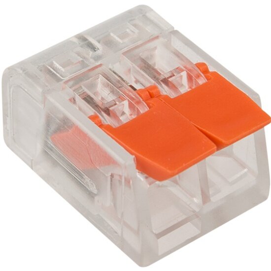 Соединительная компактная рычажковая клемма Rexant 2-проводная, 0.14-4 кв. мм, прозрачная, 5 штук