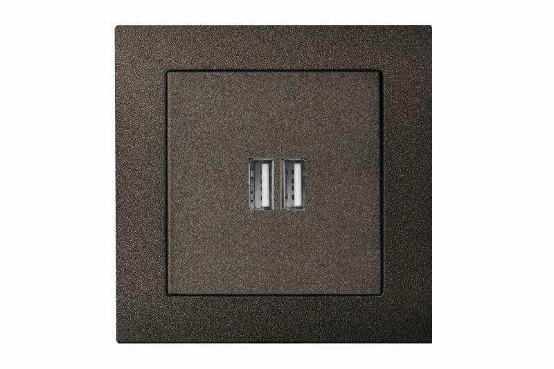 LIREGUS Розетка USB Двойная для Зарядки умная 5V(3,4А) Антрацит LIREGUS EPSILON