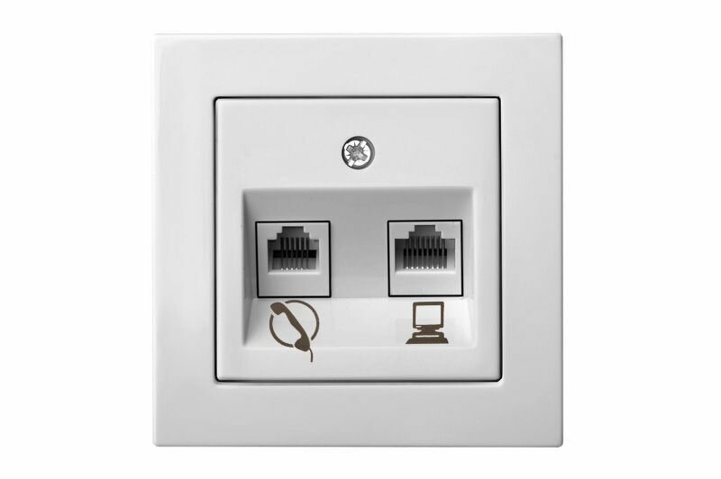 LIREGUS Розетка Телефонная и Компьютерная (RJ11+RJ45) Белая LIREGUS EPSILON