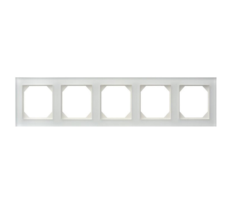 LIREGUS Рамка Пятиместная Стекло Белое Матовое (Универсальный Монтаж) LIREGUS EPSILON