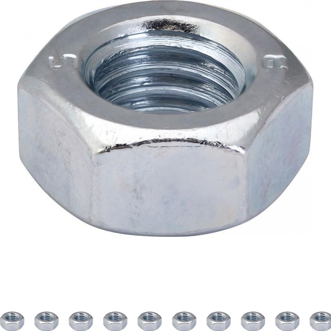 Гайка Tech-Krep DIN 934 шестигранная оцинкованная М10 (18 шт.) (комплект из 10 уп.)