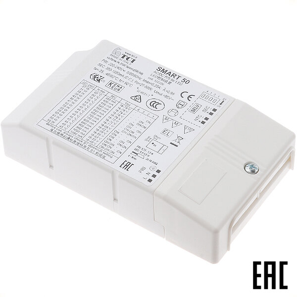 Драйвер 122220 SMART 50 3,5-50W/350-1050mA 220-240В, вых: 350-1050мА/18-78В 50Вт IP20 TCI