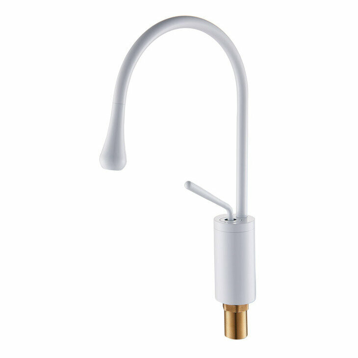 Смеситель для кухни Potato белый однорычажный с поворотным изливом хром P41282-7