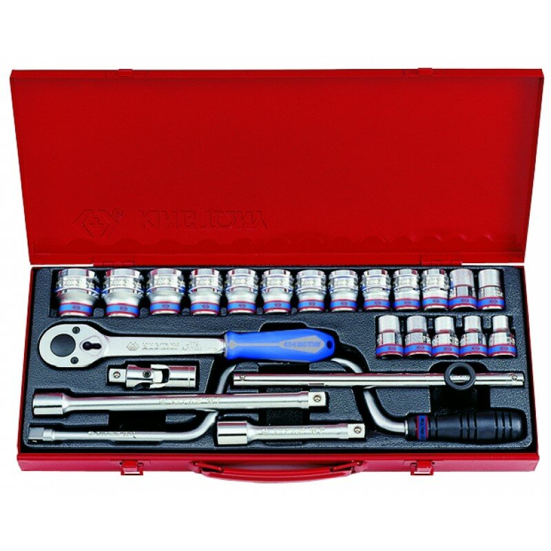 Набор торцевых головок с принадлежностями 1/2", шестигранные, 10-32 мм, 24 предмета KING TONY 4325MR