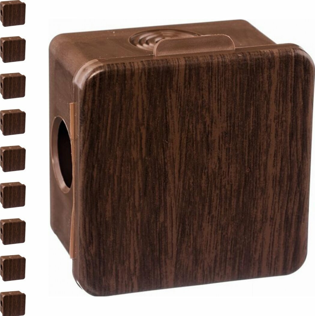 Распаячная коробка TDM Electric Эко 65x65x50 квадратная 4 ввода для открытого монтажа IP54 бук (комплект из 9 шт.)