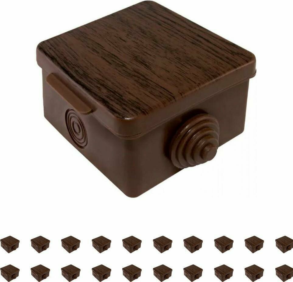 Распаячная коробка TDM ЭКО 65x65x50 квадратная 4 ввода для открытого монтажа IP54 бук (комплект из 20 шт)