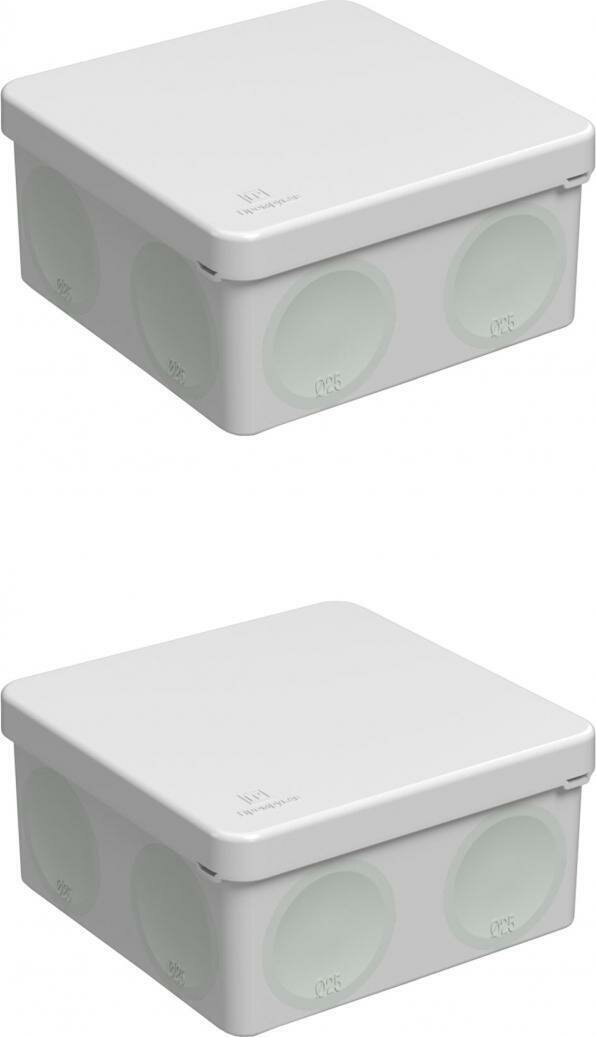 Коробка распределительная Промрукав 100x100x50 квадратная 8 вводов для открытого монтажа IP66 серый (комплект из 2 шт)