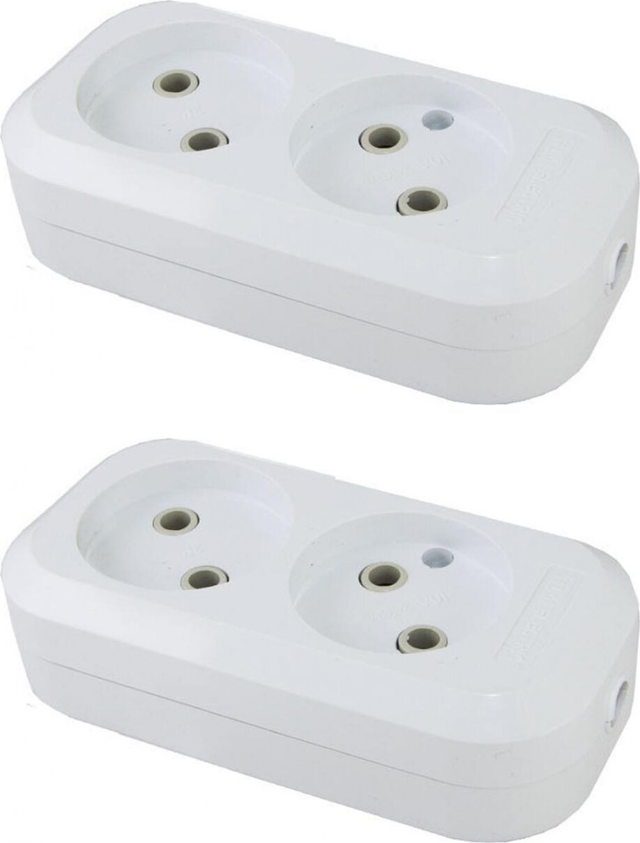 Колодка TDM Electric двухместная без заземления IP20 белый (комплект из 2 шт.)