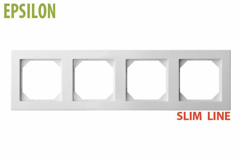 LIREGUS Рамка Четырехместная Белая SLIM (Универсальный Монтаж) LIREGUS EPSILON