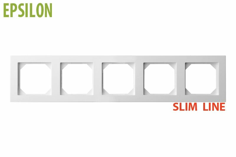 LIREGUS Рамка Пятиместная Белая SLIM (Универсальный Монтаж) LIREGUS EPSILON