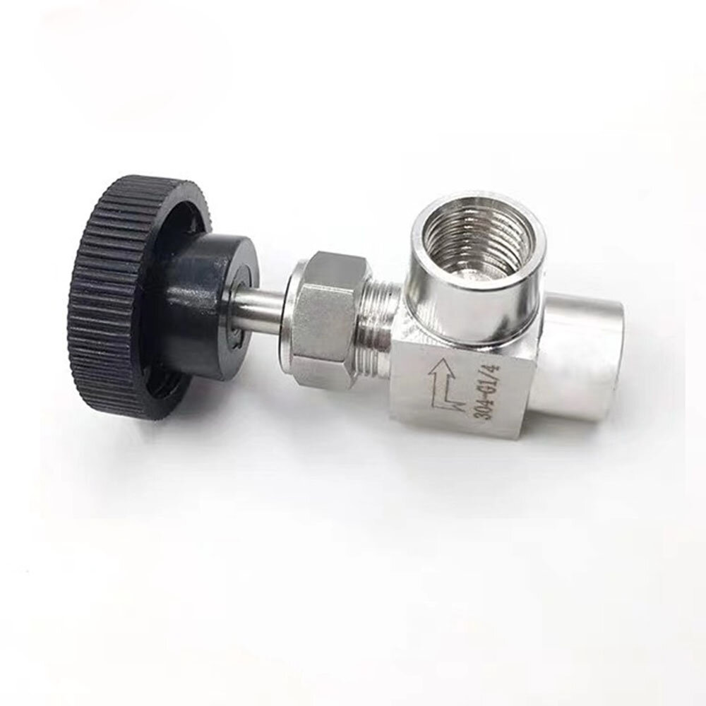 Кран игольчатый металлический Угловой, резьба 1/4 внутренняя