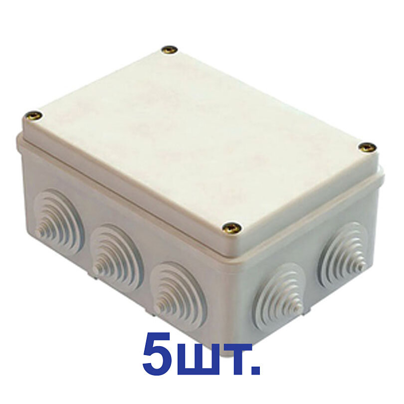 Коробка распределительная (GE41242) для открытой установки 150х110х70 мм 10 вводов серая IP55 с крышкой с саморезами атмосферостойкая (5 шт.)