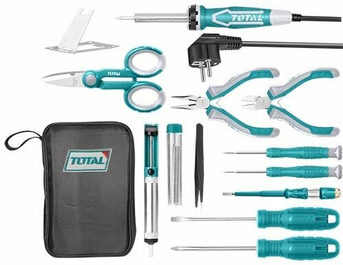 Набор инструментов с паяльником,13 предметов TOTAL