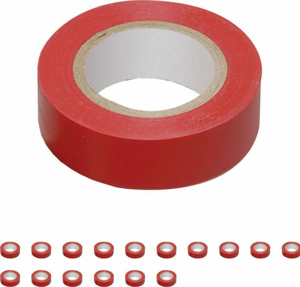 Изолента ПВХ IEK 15 мм 20 метров красная (комплект из 16 шт)