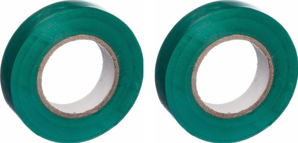 Изолента ПВХ IEK 15 мм 20 метров зеленая (комплект из 2 шт.)