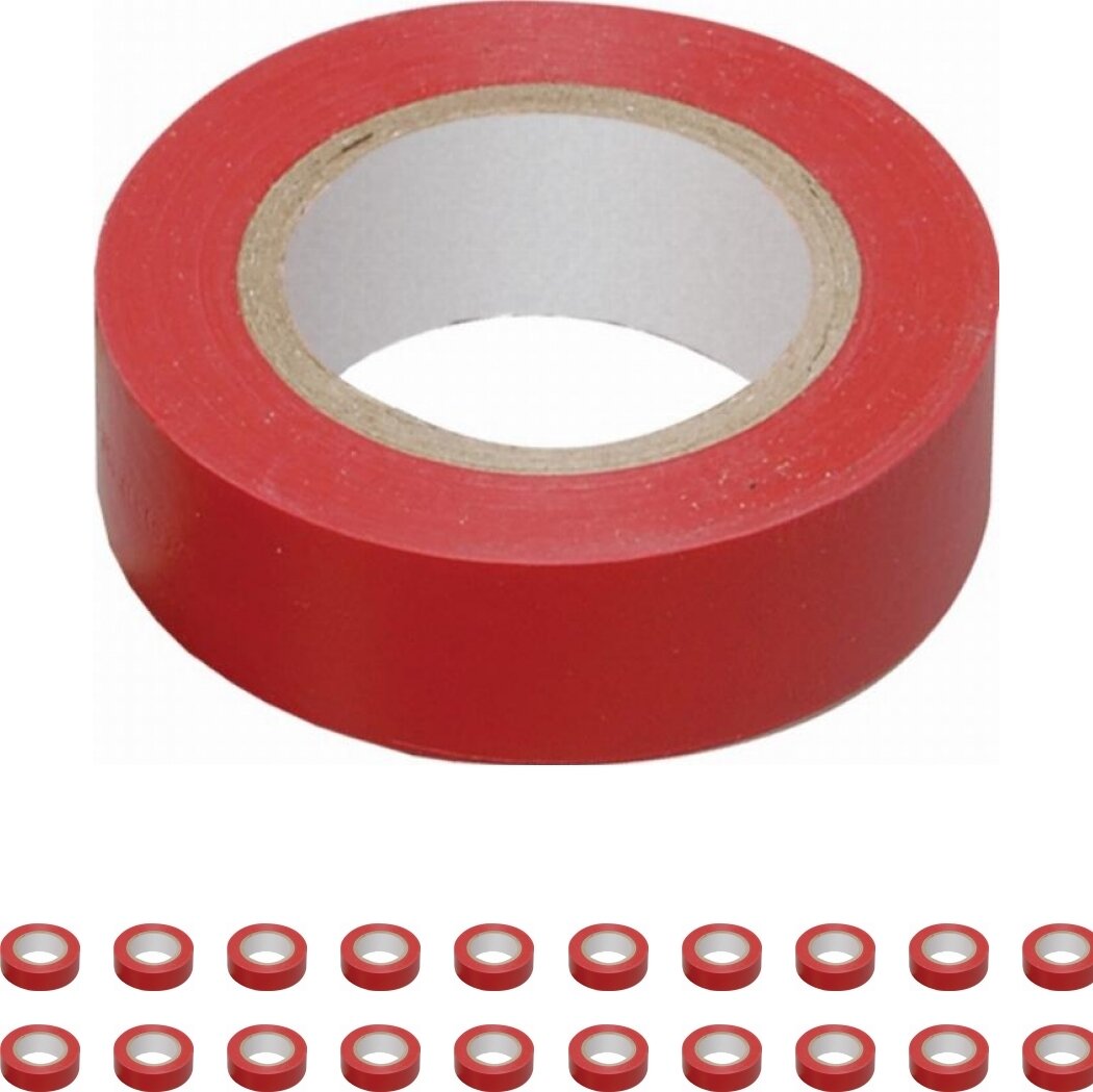 Изолента ПВХ IEK 15 мм 10 метров красная (комплект из 25 шт.)