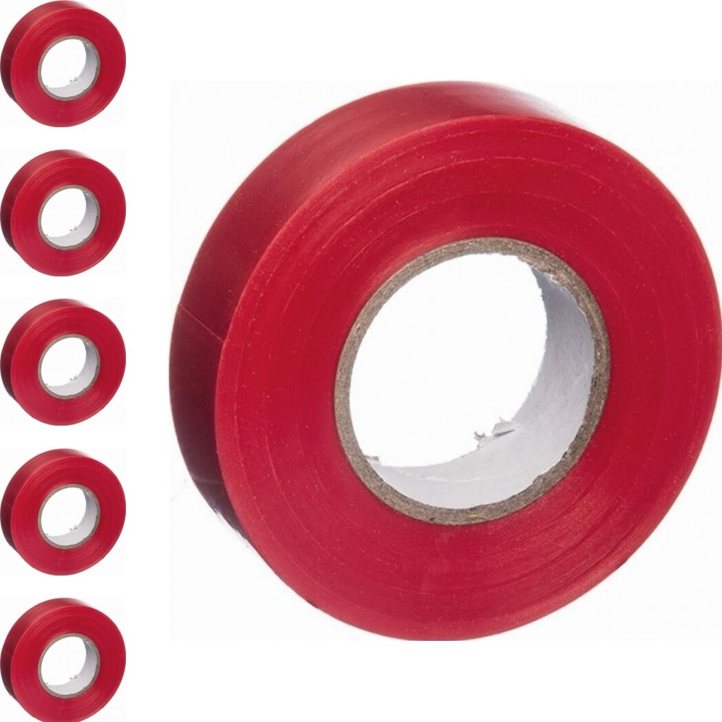 Изолента ПВХ IEK 19 мм 20 метров красная (комплект из 5 шт.)