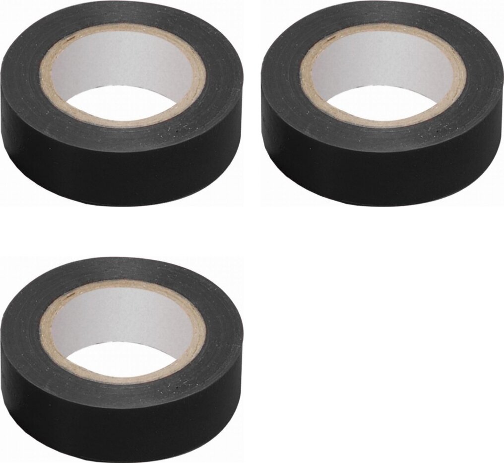 Изолента ПВХ IEK 15 мм 10 метров черная (комплект из 3 шт.)