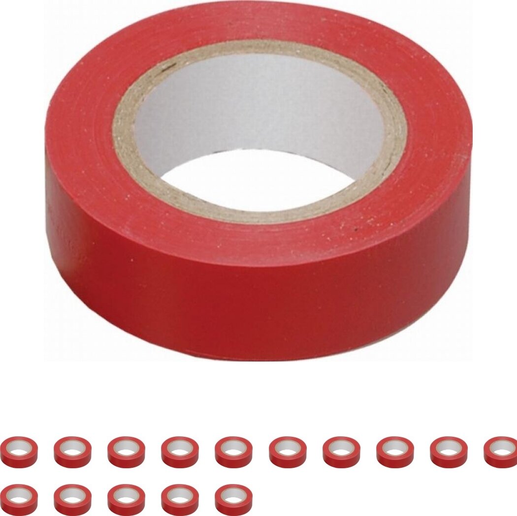 Изолента ПВХ IEK 15 мм 10 метров красная (комплект из 15 шт.)