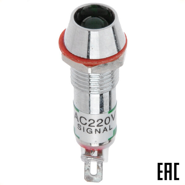 Светодиод L-615-G 220В зеленый в металл. корпусе 58400 Ruichi (4 шт. в комплекте)