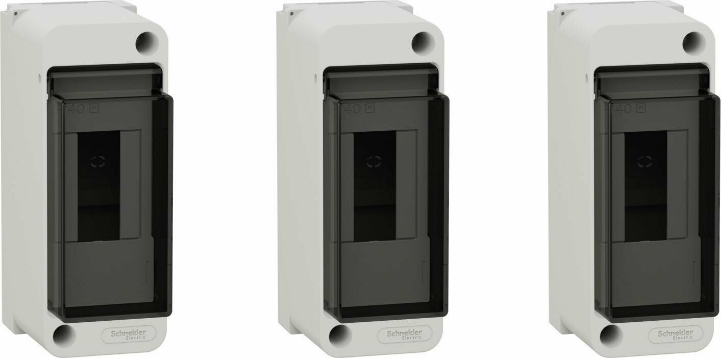 Бокс навесной Systeme Electric Easy9 XS 2 модуля с прозрачной темной дверцей IP40 (комплект из 3 шт)