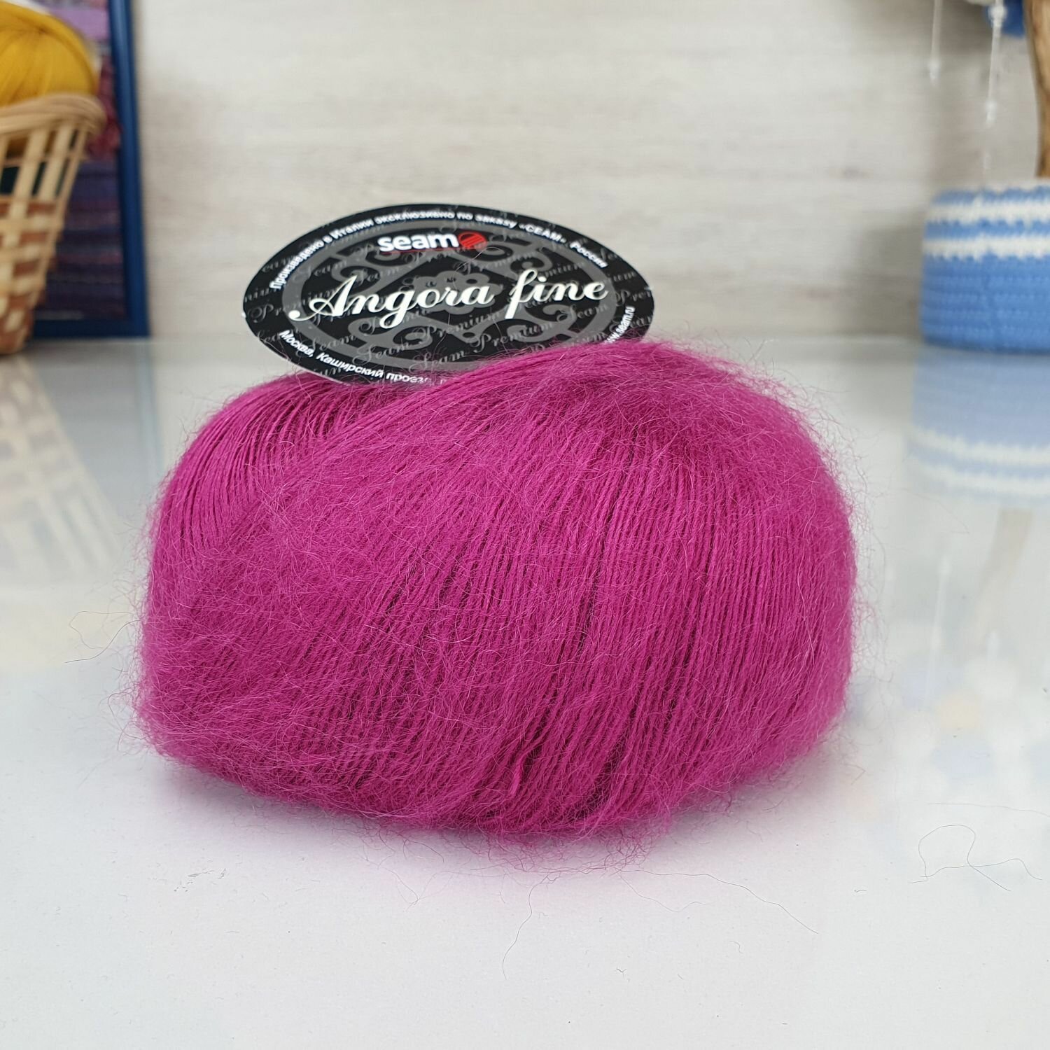 Пряжа SEAM Ангора фине (Сеам), фуксия - 192410, 50% мохер, 50% нейлон, 2 мотка, 50 г, 300 м.