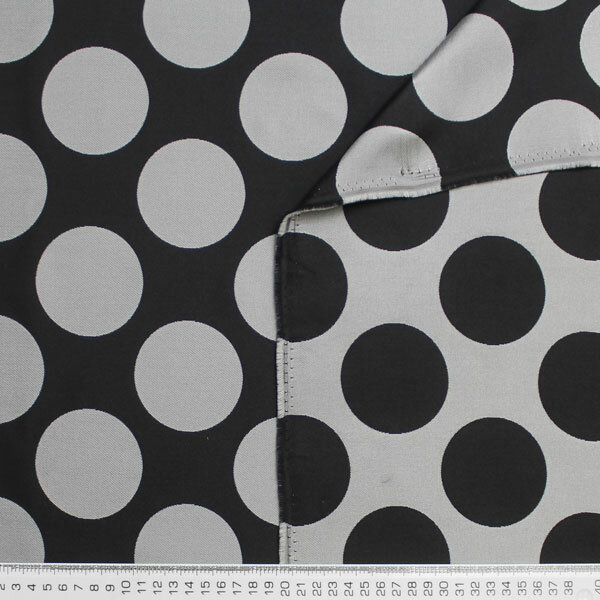 Ткань для шитья Ткани-100, жаккард, 100% полиэстер, серая с черным горохом