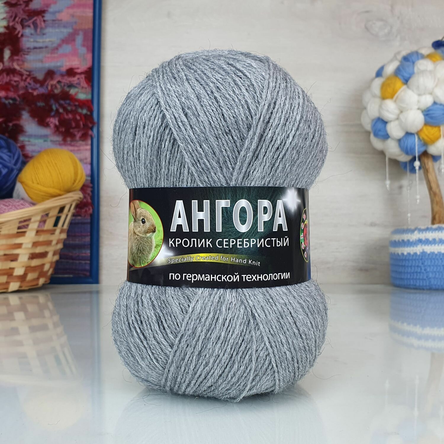 Пряжа COLOR-CITY Ангора кролик серебристый, св. серый - 29601, 40% кролик, 10% мохер, 50% акрил, 5 мотков, 100 г, 500 м.