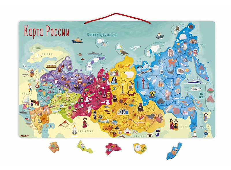 Карта России с магнитными пазлами 90 элементов J05481