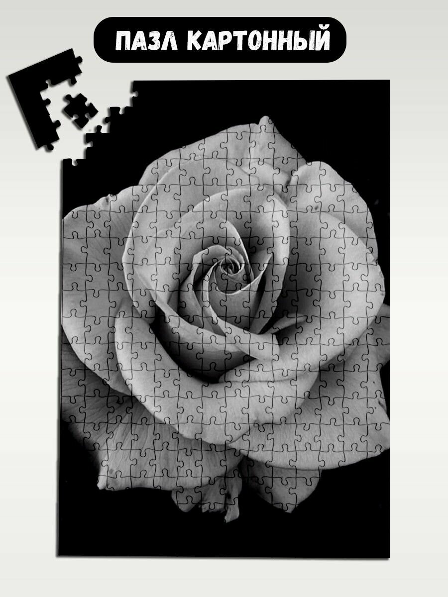 Пазл картонный А3: модель Цветы (черно - 2427