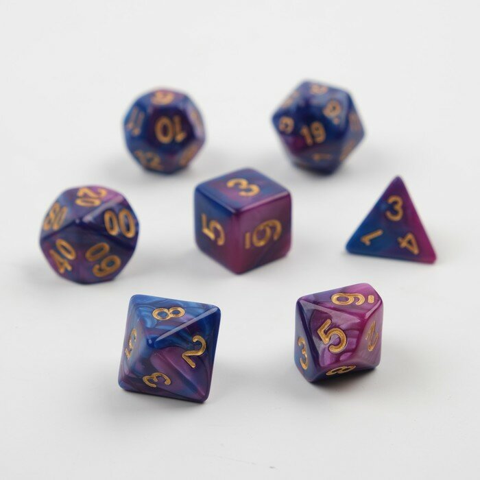 Время игры Кубики - дайсы для ДнД, набор 7 шт.