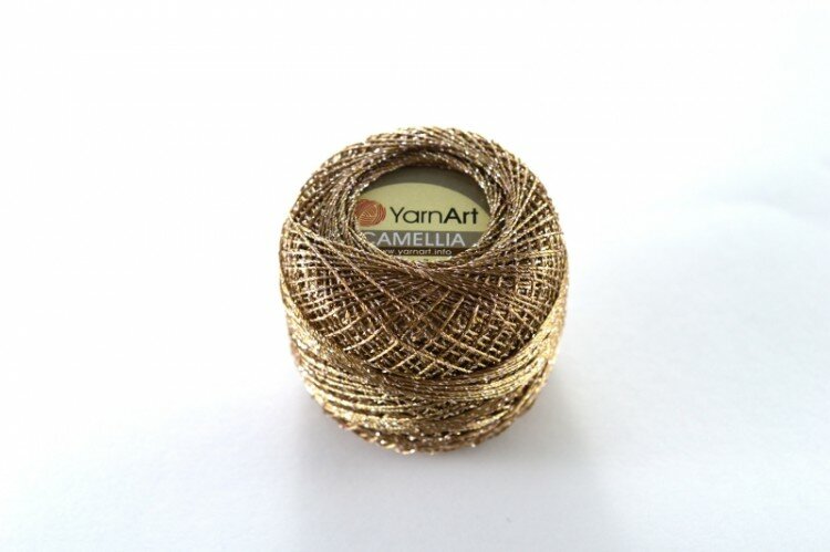 Пряжа Camellia YarnArt, цвет 0429 темное золото, 70% полиэстер/30% металлик, 20г, 190м, 1шт