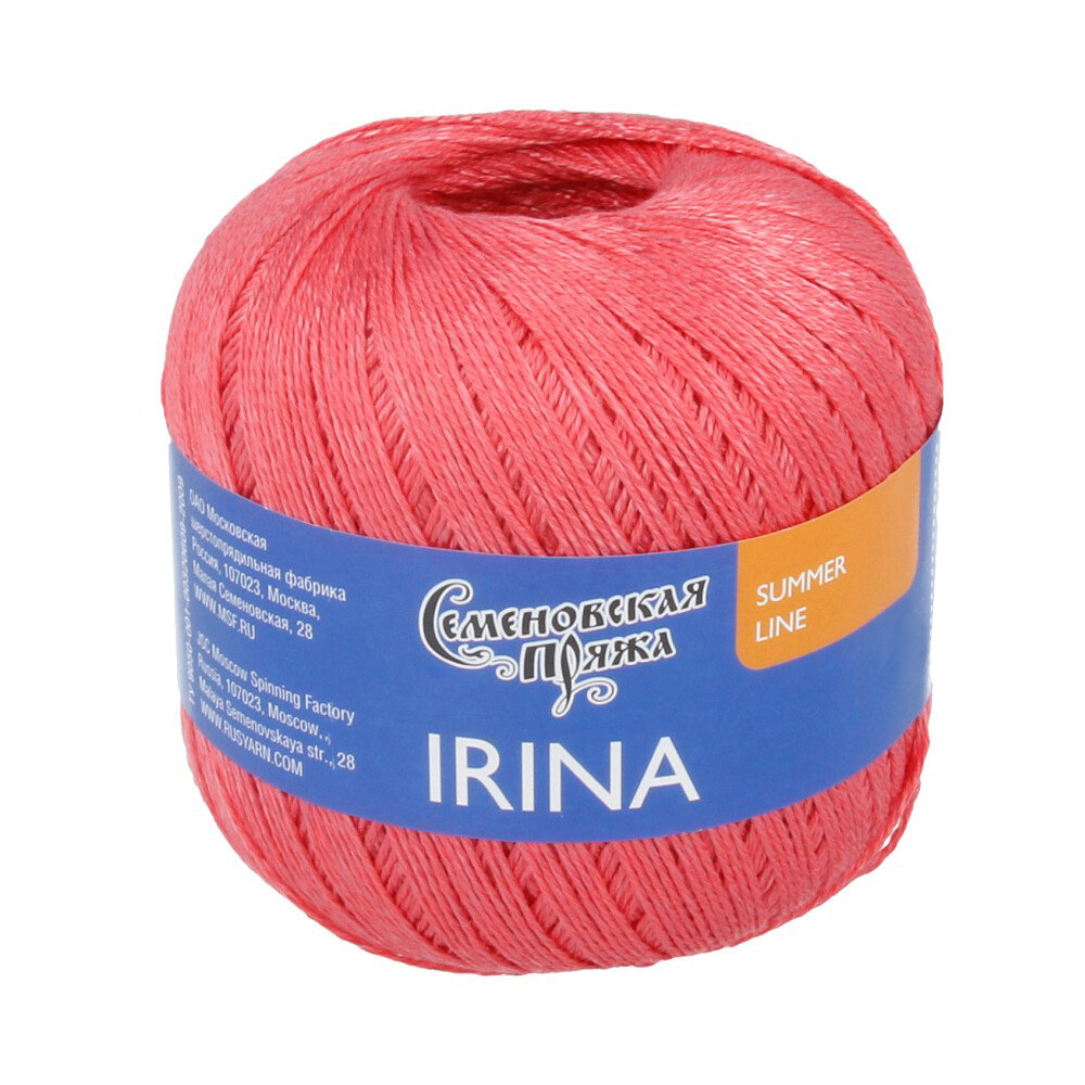 Семеновская МШФ Irina (Ирина) пряжа 66% хлопок 34% вискоза 100 г 334 м для вязания цвет 4146 , роза+В (1шт)
