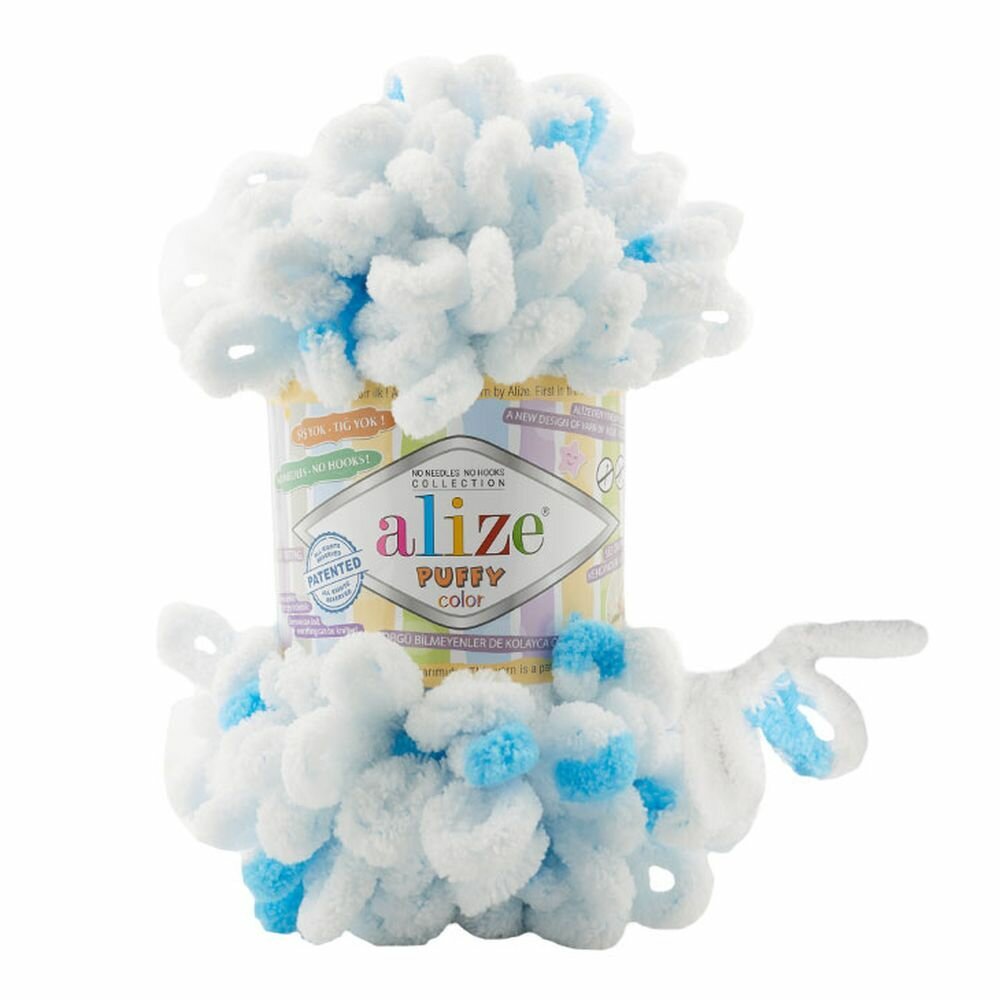Пряжа PUFFY COLOR (Alize), принт - 6472, 100% микрополиэстер, 5 мотков, 100 г, 9 м.