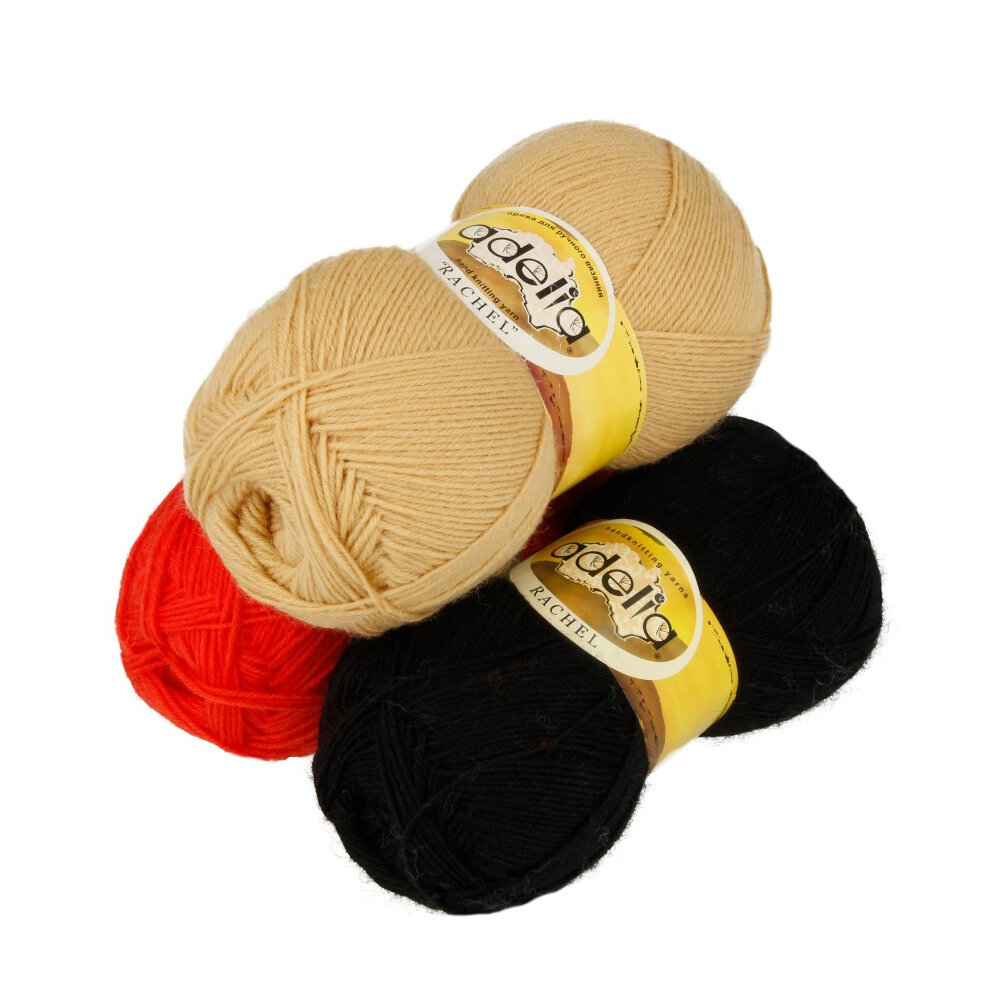 ADELIA 'RACHEL' пряжа 90% шерсть 10% полиэстер 100 г 400 м для тёплых изделий шарфов цвет №06 т. красный (1шт)