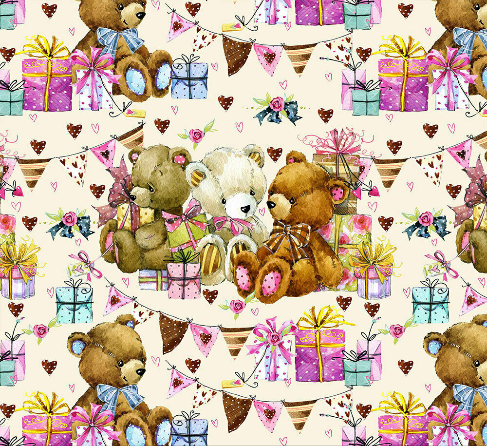 Мебельная ткань с рисунком "Мишки", микровелюр Kids 100. Отрез 1м*140см.